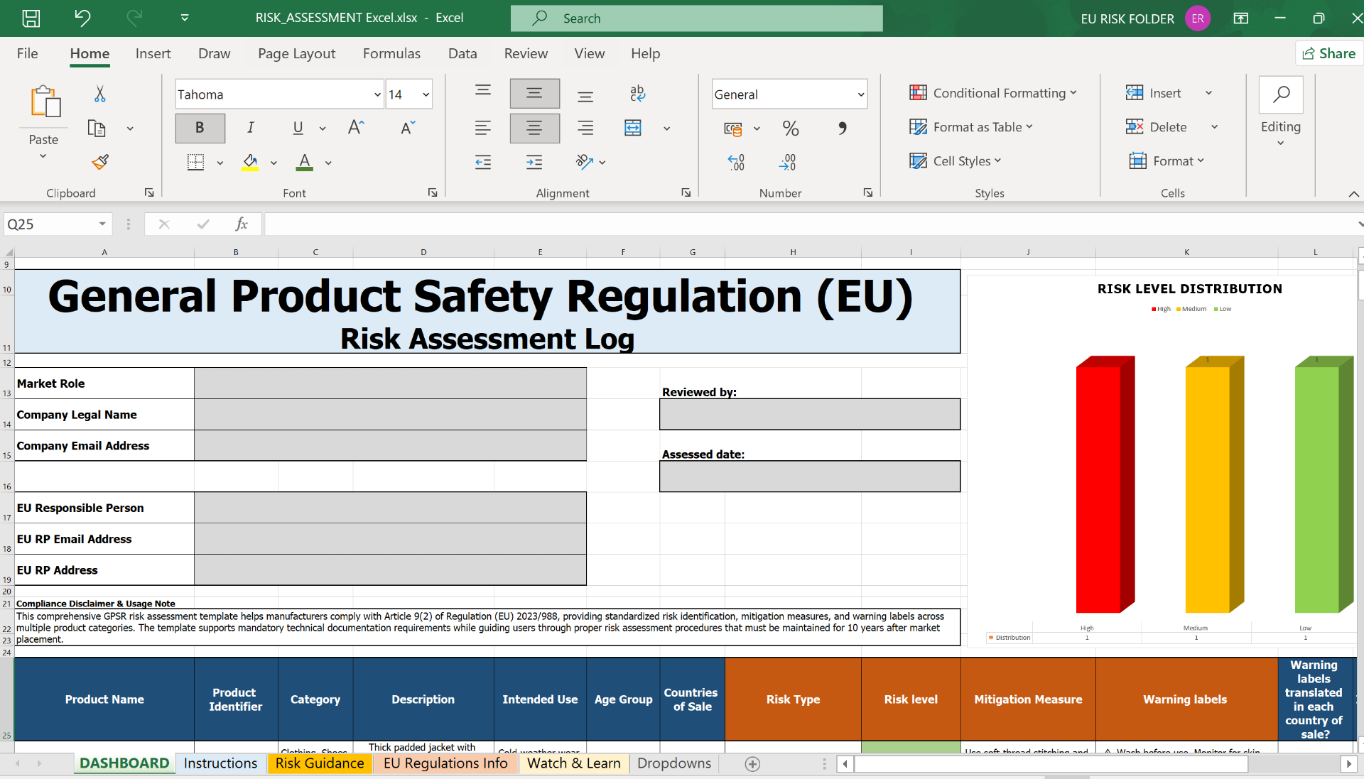 GPSR Risk Assessment Template | EU Compliance Made Simple